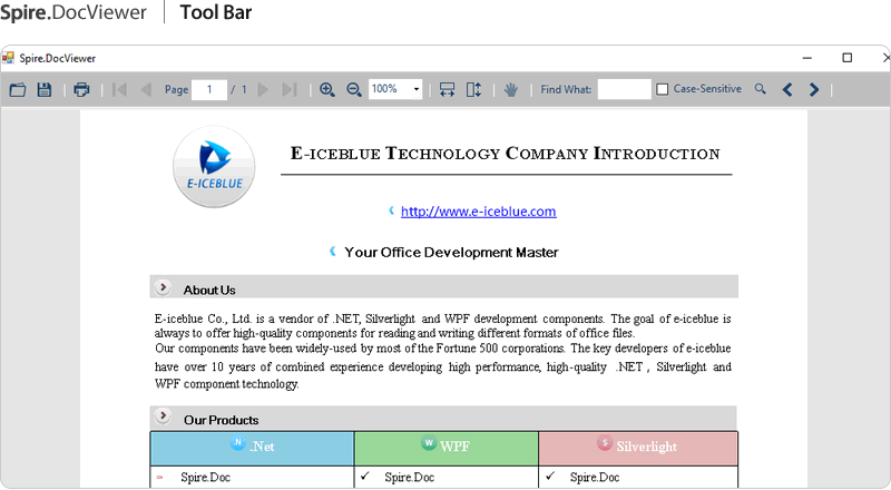 Free Spire. DocViewer for .NET -Word文書を表示および印刷するための無料のビューアAPI