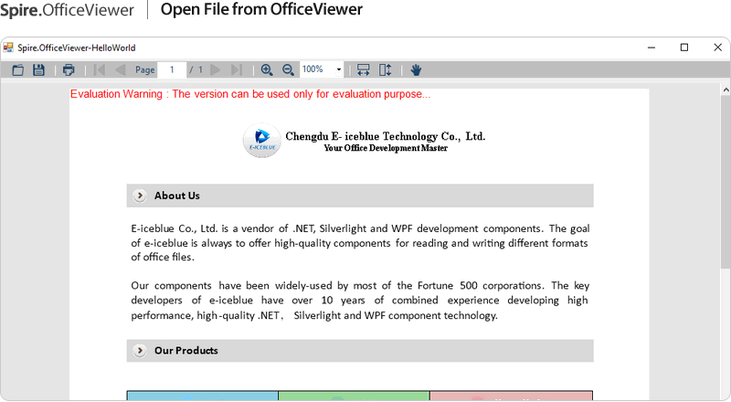 Spire.OfficeViewer for .NET - Office および PDF ファイルを表示する強力な Office ビューアライブラリー